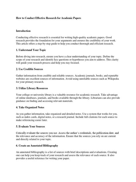 How To Conduct Effective Research For Academic Papers Pdf Libraries
