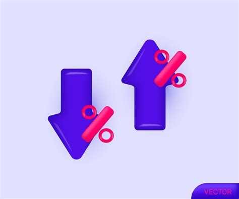 Premium Vector 3d Icon Realistic Purple Arrow Percent New Concept