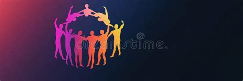 Human Figures Creating A Circular Unity Symbol In A Minimalistic Design