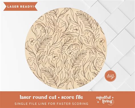 Glowforge Floral Background Score File Glowforge Background File Glowforge Round File Laser