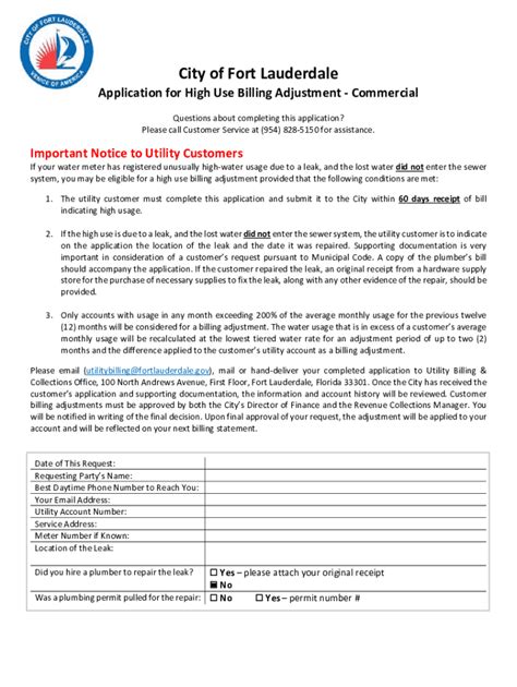 Fillable Online Application For High Use Billing Adjustment Commercial Fax Email Print PdfFiller