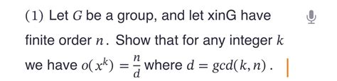 Solved 1 ﻿let G ﻿be A Group And Let Xing Have Finite