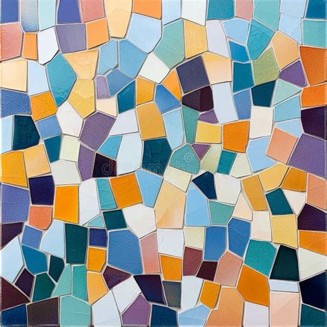 Abstract Mosaic Tile Pattern With Vibrant Colors And Geometric Shapes Stock Illustration