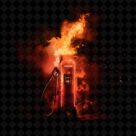 Fuel Explosion With Gas Pump Fire And Smoke Warm Red And Yel Png Neon