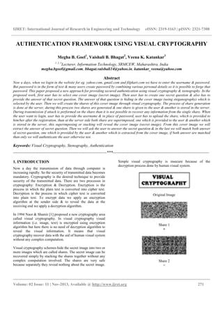 Authentication Framework Using Visual Cryptography PDF