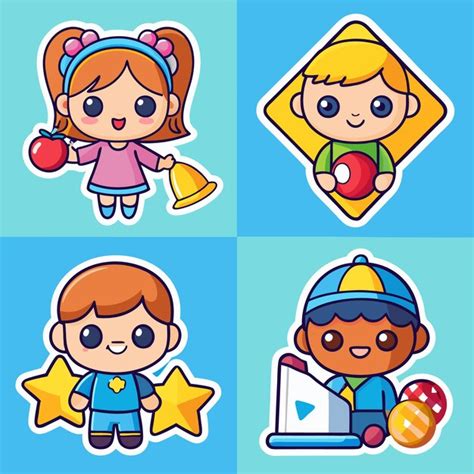 Stickers Para Niños Vector Premium Generado Con Ia
