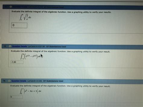 Solved Evaluate The Definite Integral Of The Algebraic
