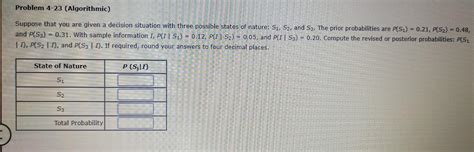 Solved Suppose That You Are Given A Decision Situation With