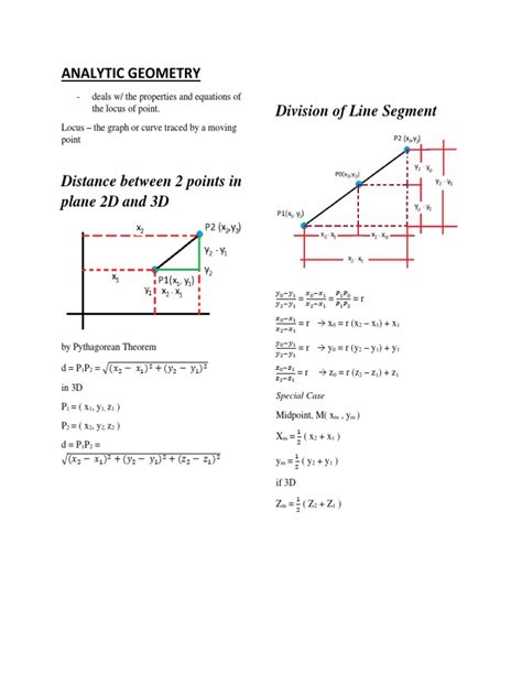Analytic Geometry Formulas Pdf Elementary Geometry Manifold