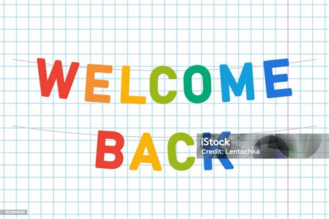 다시 오신 것을 환영합니다 화환 화려한 학교 멧새 문자열에 매달린 큰 글자 벡터 일러스트레이션 낮에 대한 스톡 벡터 아트 및 기타 이미지 Istock