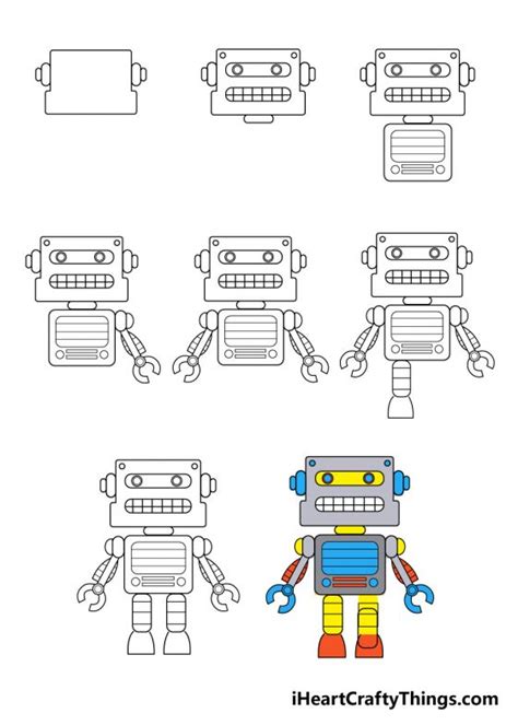 robot drawing how to draw a robot step by step