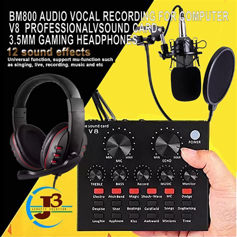 Bm-800 Microphone with V8 Soundcard for Studio Recording Streaming ...
