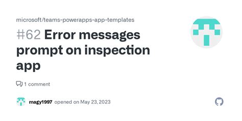 Error Messages Prompt On Inspection App · Issue 62 · Microsoft Teams Powerapps App Templates