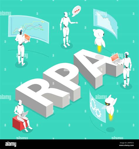 Isometric Flat Vector Concept Of Robotic Process Automatisation Rpa