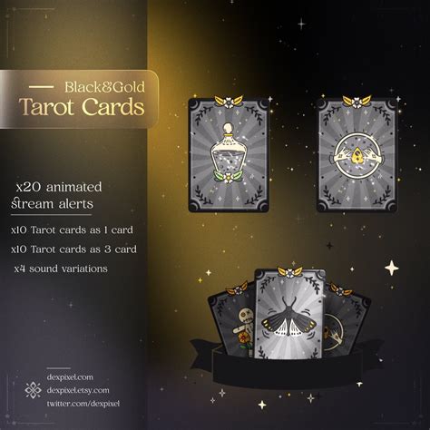 Black And Gold Tarot Cards Stream Alerts Witchy Twitch Vtuber Overlay