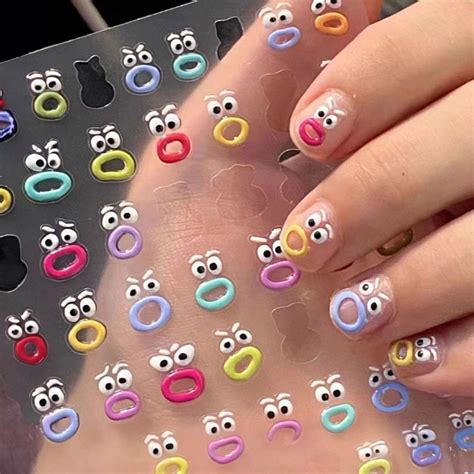 붙이는 몬스터 셀프 젤 네일 아트 스티커 작은 디자인 데코 패디큐어 매니큐어 재료 세트 에이블리