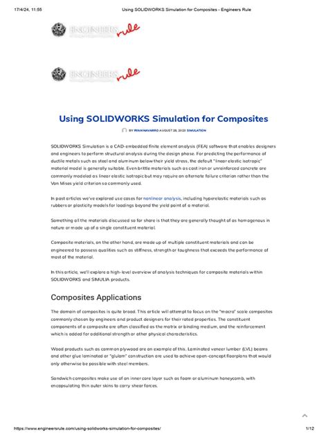 Using Solidworks Simulation For Composites Engineers Rule Pdf