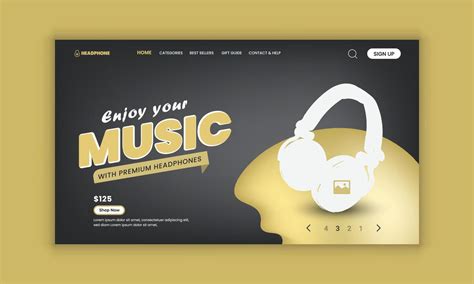 Headphone Website Hero Section User Interface Design Template 53391690 Vector Art At Vecteezy