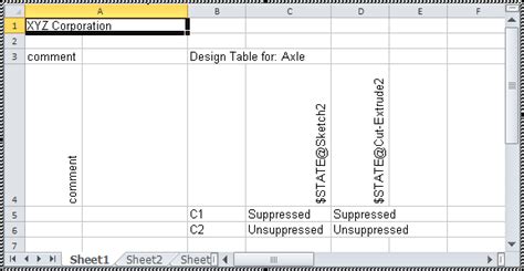 formatting automatically created design tables 2019 solidworks help