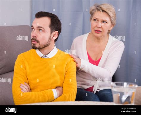 Mother And Mature Son And Tension Hi Res Stock Photography And Images Alamy