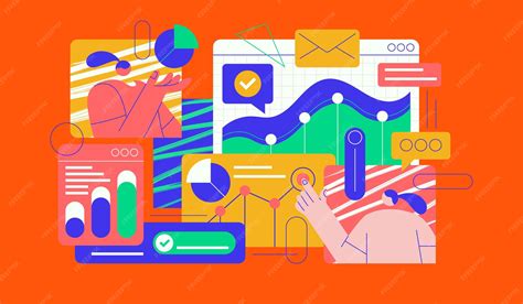 Premium Vector Data Analysis Illustration With Charts Colorful Data