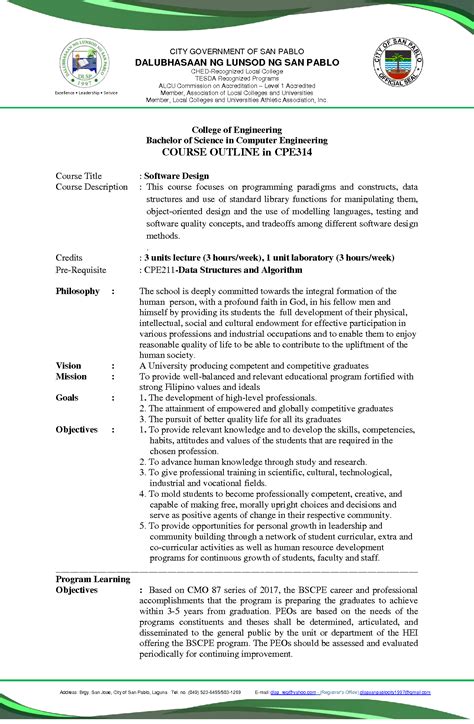 SOLUTION Software Design Course Outline Studypool