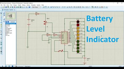 Battery Level Indicator Circuit In Proteus 12v Battery Monitoring Circuit Simulation In