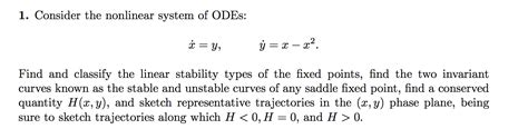1 Consider The Nonlinear System Of Odes Y Y