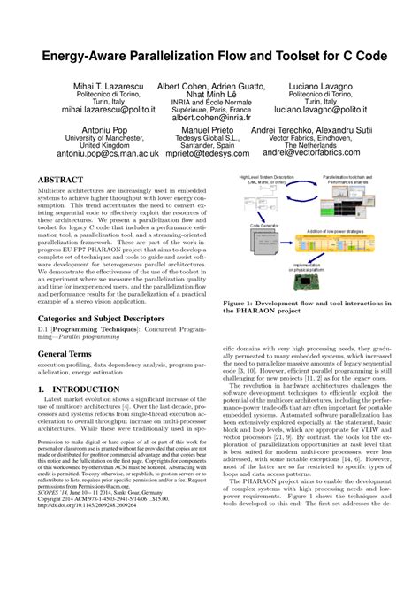 Pdf Energy Aware Parallelization Flow And Toolset For C Code