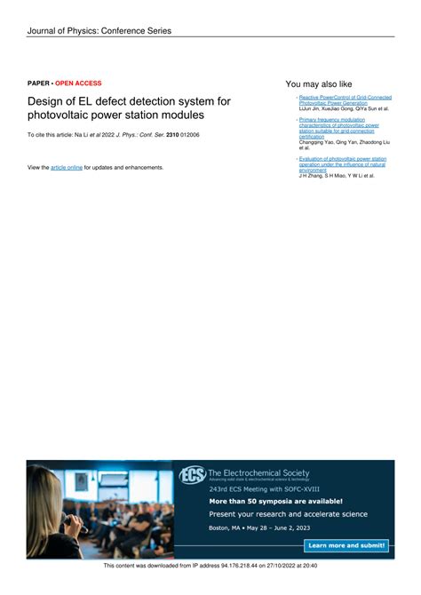 Pdf Design Of El Defect Detection System For Photovoltaic Power