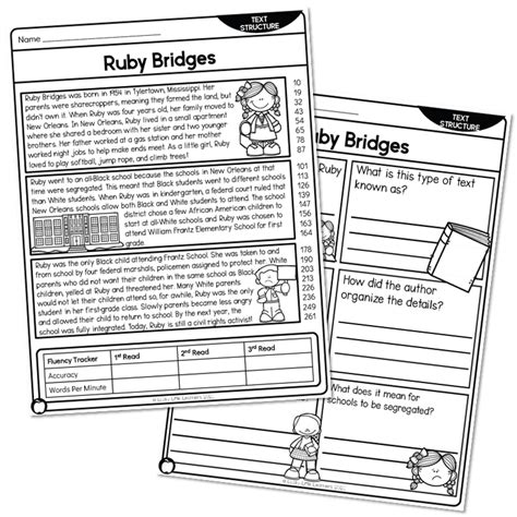 Ruby Bridges Reading Comprehension Passage The Measured Mom Worksheets Library