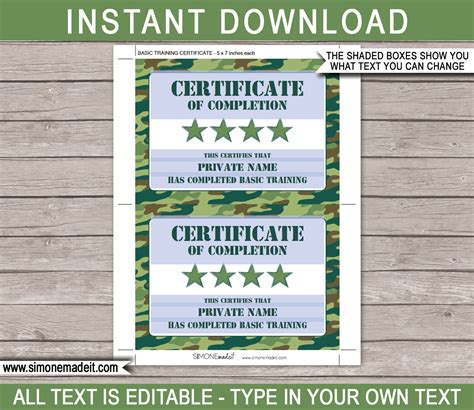 Army Certificate Of Training Template