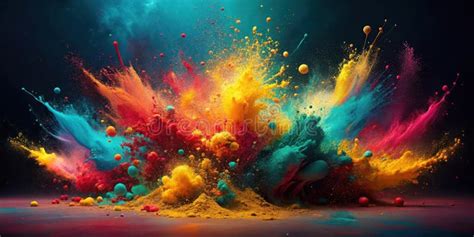 Vibrant Color Explosion A Symphony Of Hues And Dynamic Splashes Generative Ai Stock