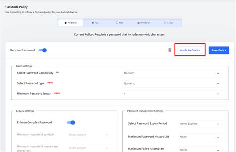 Device Password Policy For Android Devices
