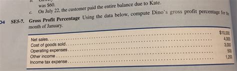 solved was 60 c on july 22 the customer paid the entire