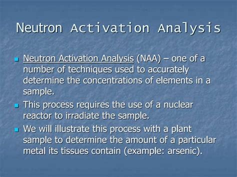 Neutron Activation Analysis Re Chemistry Ppt