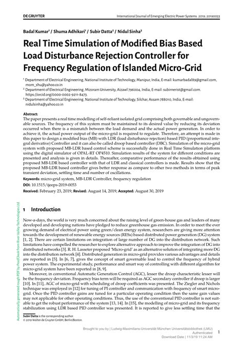 Pdf Real Time Simulation Of Modified Bias Based Load Disturbance