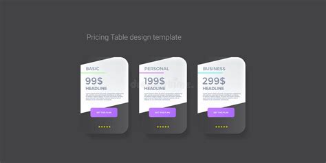 price table concept vector design template pricing or subscription