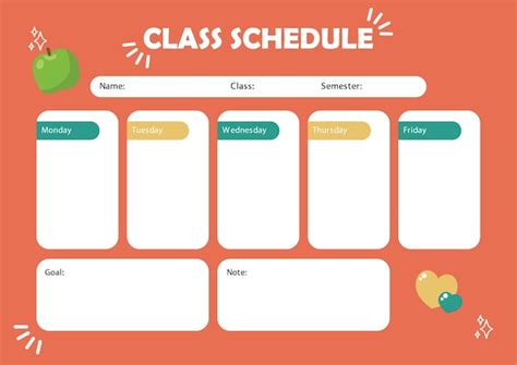 Premium Vector Class Schedule Design Template