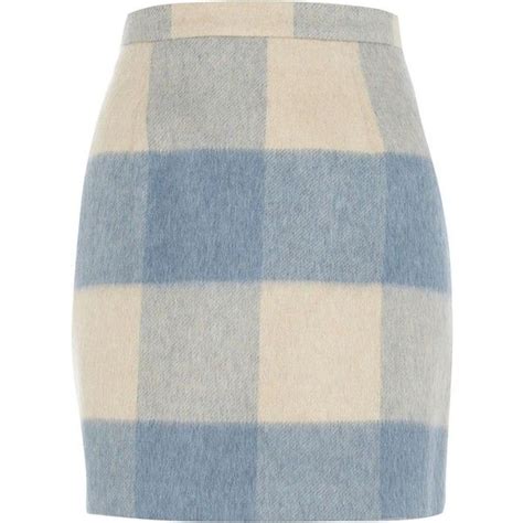 River Island Light Blue Brushed Check Mini Skirt Mini Skirts Check