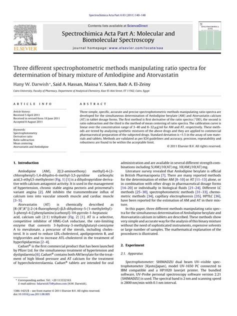Pdf Three Different Spectrophotometric Methods Manipulating Ratio