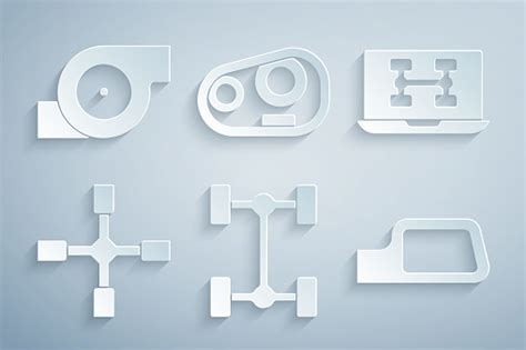 섀시 자동차 진단 조건 휠 렌치 자동차 미러 헤드라이트 및 자동차 터보차저 아이콘을 설정합니다 벡터 3차원 형태에 대한 스톡