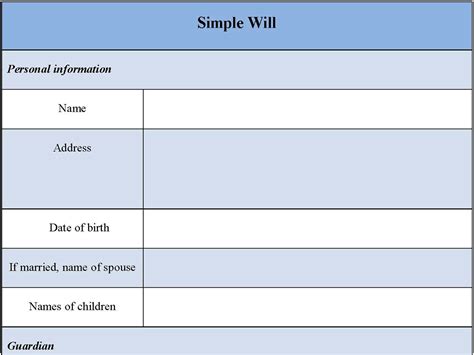 Simple Will Form Editable PDF Forms
