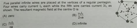 [answered] Five Parallel Infinite Wires Are Placed At The Vertices Of A