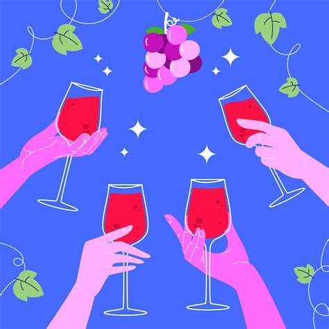 프랑스 보졸레 누보 와인 축제 축하를 위한 평면 그림 무료 벡터