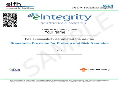 Certificate Course Breastmilk Provision For Preterm And Sick Neonates