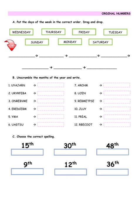 Ordinal Numbers Online Pdf Worksheet Number Worksheets Ordinal