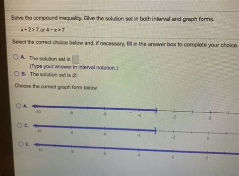solved solve the compound inequality give the solution set