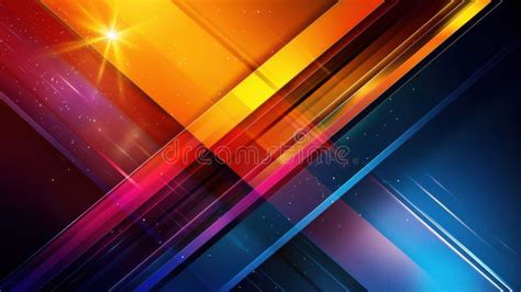 Vibrant Abstract Light Beams And Geometric Patterns In A Rainbow Spectrum Stock Illustration