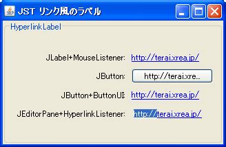 HyperlinkをJLabelJButtonJEditorPaneで表示 Java Swing Tips